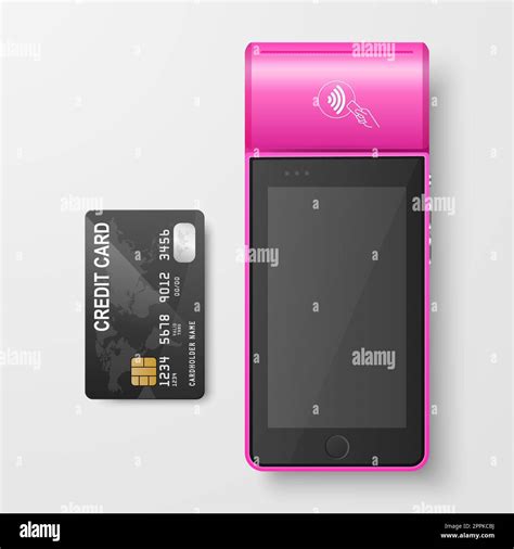 Vector 3d Red Nfc Payment Machine And Credit Card Isolated Wi Fi Wireless Payment Pos