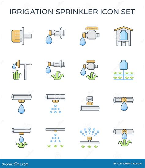 Sprinkle Irrigation Systems Isolated Cartoon Vector Illustrations