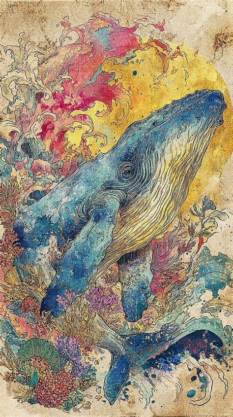 Oceanic Underwater Scene Ghost Whale With A Translucent Spectral Manor