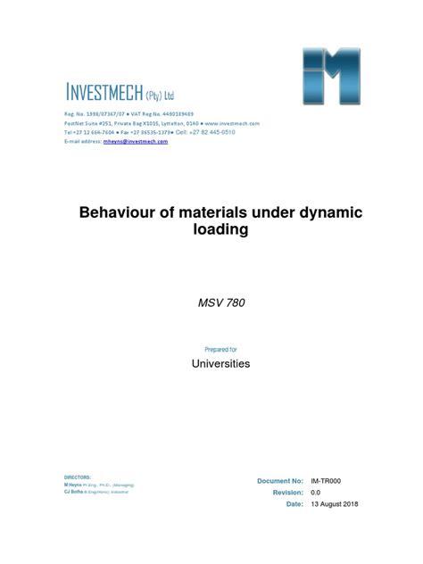 Behaviour Of Materials Under Dynamic Loading Pdf Fatigue Material Fracture