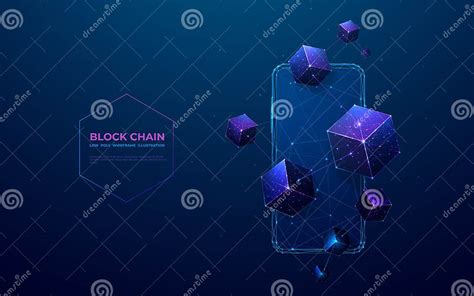 Blockchain Digital Technology Abstract Linked 3d Blocks And Phone