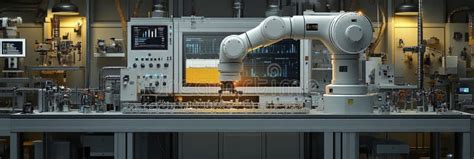 Robotic Arm Assembling Circuit Boards In Workshop Stock Illustration Illustration Of Workshop