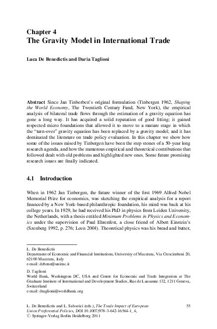 Pdf Chapter 4 The Gravity Model In International Trade