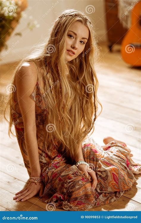 Young Hippie Woman Stock Image Image Of People Blond 90099853