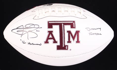 Johnny Manziel Signed Texas Aandm Aggies Logo Football Inscribed 12