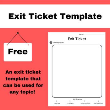 Exit Ticket Template By Teaching With Parks TPT