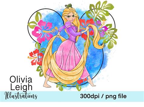 Princess Rapunzel Cute Clipart Sublimation Png Files Digital Download Printable Etsy Hand