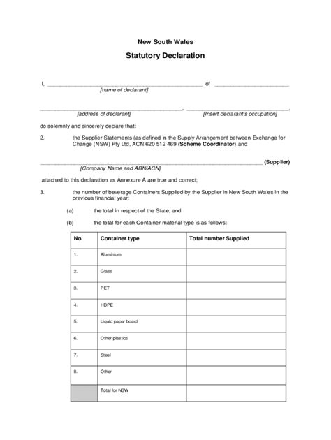 Fillable Online Statutory Declaration I Full Name Of Address In