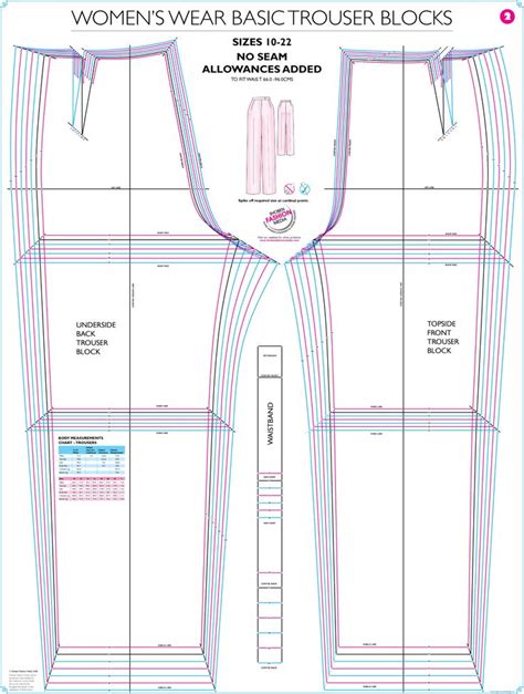 Womens Basic Trouser Block Pattern Shoben Fashion Media Pattern