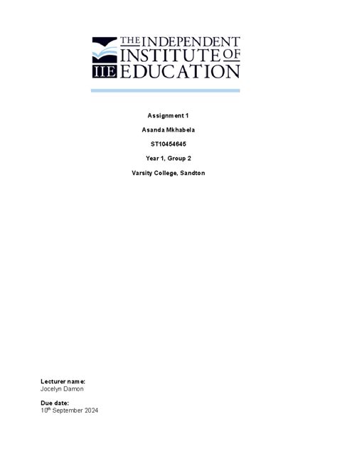 Conl5112 Asanda Mkhabela Assignment 2 Assignment 1 Asanda Mkhabela St Year 1 Group 2 Varsity