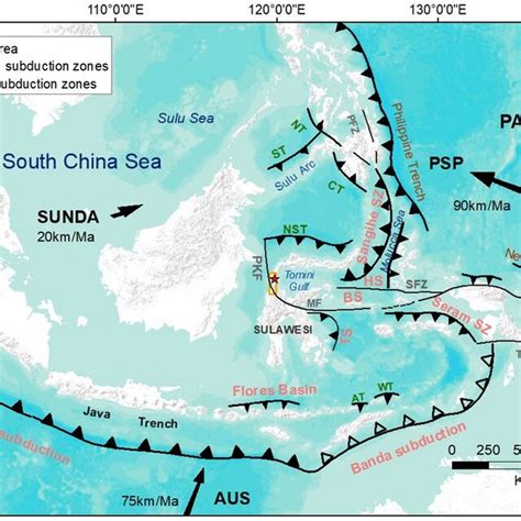 Map Of Indonesia Showing The Major Tectonic Structures Fault Traces
