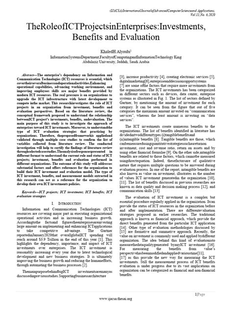 Paper 26 The Role Of Ict Projects In Enterprises Pdf Information