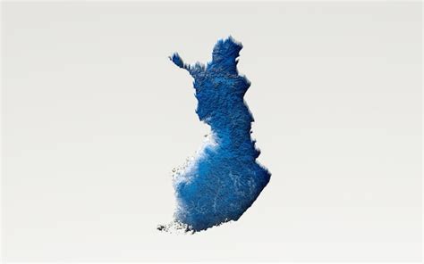 Premium Photo 3d Deep Blue Water Finland Map Shaded Relief Texture