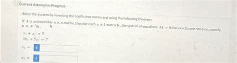 Solved Current Attempt In ProgressSolve The System By Chegg