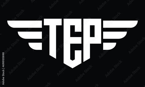 Vecteur Stock Tep Three Letter Logo Creative Wings Shape Logo Design