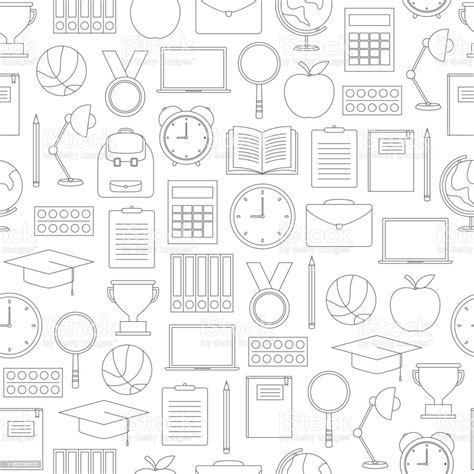 白い背景に学用品を持つシームレスなパターンベクトルイラスト いたずら書きのベクターアート素材や画像を多数ご用意 いたずら書き
