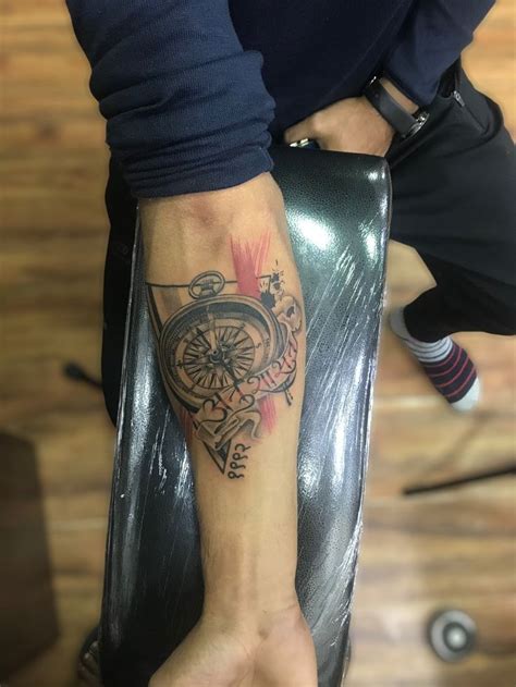 Trash Style Compass Tattoo
