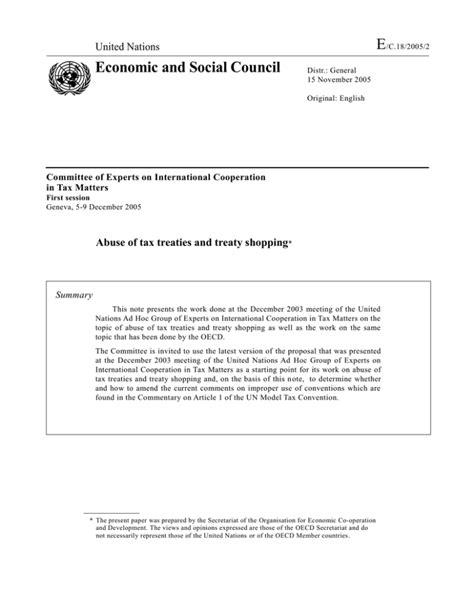 Abuse Of Tax Treaties And Treaty Shopping