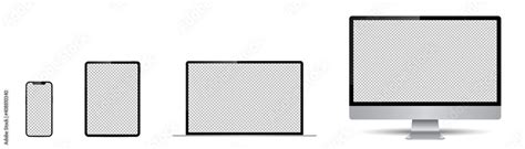 Realistic Set Computer Laptop Tablet And Smartphone Device Screen Mockup Collection Stock