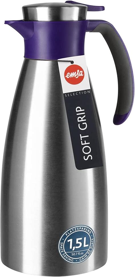 Emsa Soft Grip Isolierkanne 1 5 Liter Edelstahl 12 Stunden heiß 24