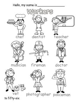 Workers Community Helpers Vocabulary Worksheets By Teacheeeer Tpt