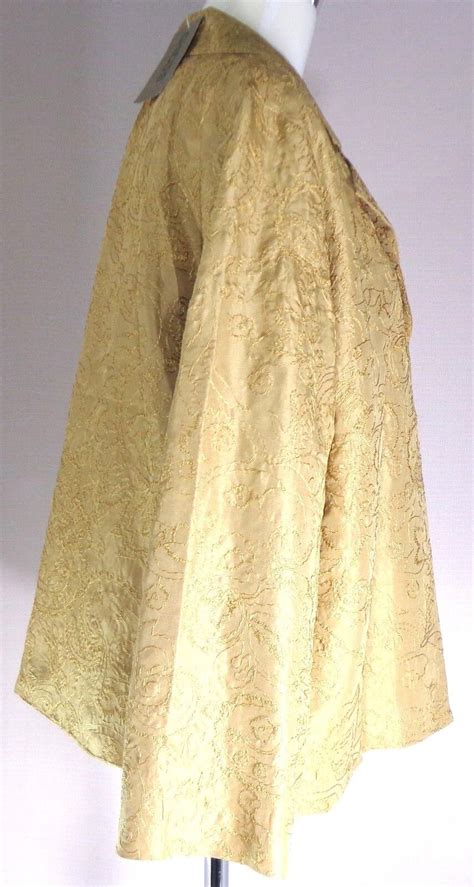 Chicos Womens Open Front Silk Jacket Champagne Empres Gem