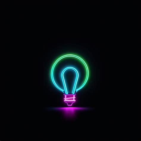 Premium Photo 3d Rendering Neon Glowing Bulb Icon On Dark Background 3d Rendering Neon Glowing
