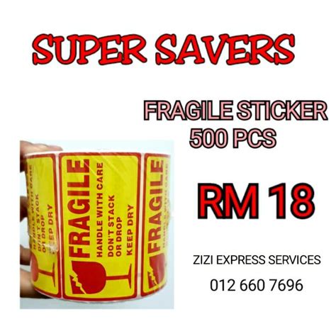 Fragile Sticker Warning Label Rm18 X 500pcs Shopee Malaysia