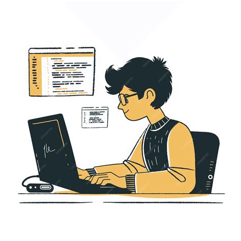 premium vector developer typing code in office flat vector art