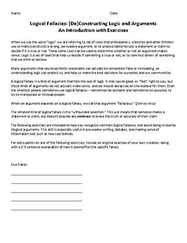 Introduction To Logical Fallacies By Savvyjake TpT