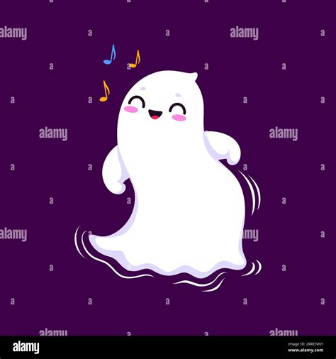 Cartoon Halloween Kawaii Ghost Character Dancing With Playful Moves