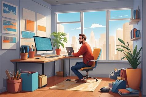 Premium Ai Image Telecommuting Concept Illustration