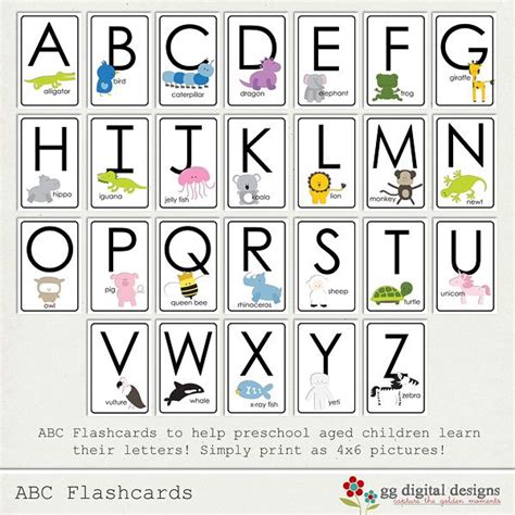 Alphabet Flashcards With Images Abc Flashcards Alphabet Flashcards