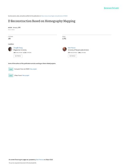 Dreconstructionbasedonhomographymapping Pdf Eigenvalues And Eigenvectors Rotation