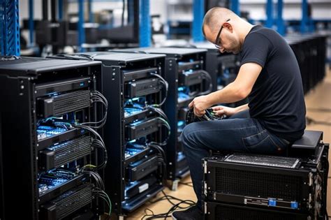 It Specialist Installing Server Rack Security Locks For Physical Access Control Premium Ai