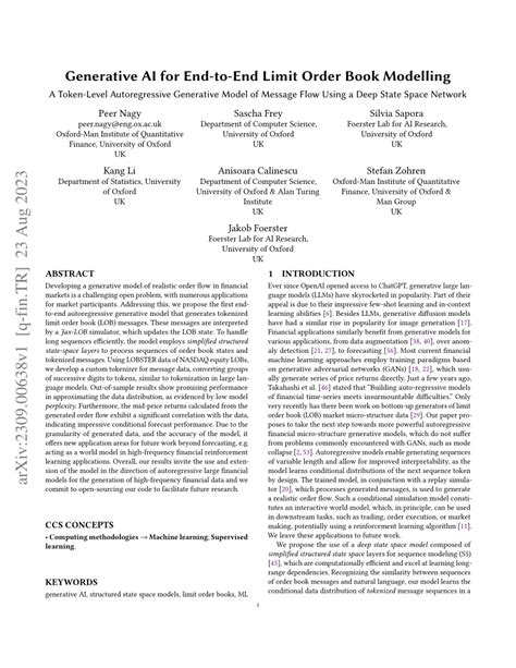 PDF Generative AI For End To End Limit Order Book Modelling A Token