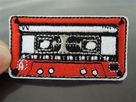 Iron On Patch Red Cassette Patch Music Patches Audio Cassette Iron On