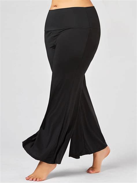 Wipalo Women Plus Size High Rise Maxi Palazzo Pants Loose Solid Wide