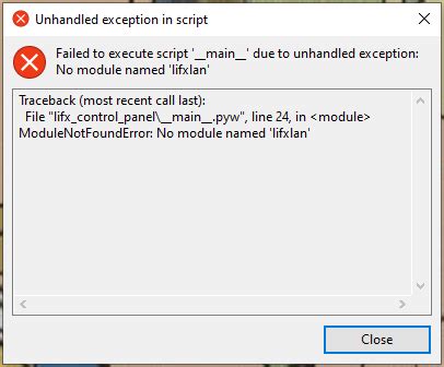 Failed To Execute Scripte Main Issue 130 Samclane LIFX