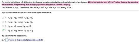 Solved QUESTIONS B AND C PLEASE B DETERMINE THE TEST Chegg Com