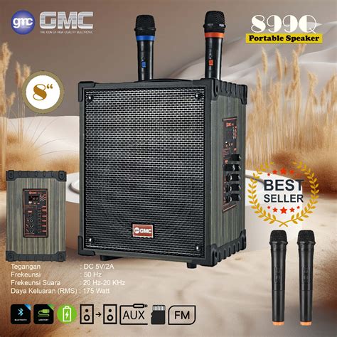Jual Speaker Portable GMC 899Q Bluetooth Karaoke 2 Mic Wireless High