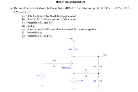 Solved The Amplifier Circuit Shown Below Utilizes MOSFET Chegg