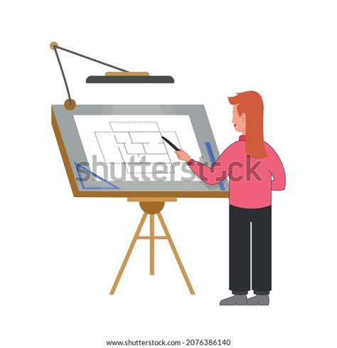 Architect Woman Drawing House Plan เวกเตอรสตอก ปลอดคาลขสทธ 2076386140 Shutterstock