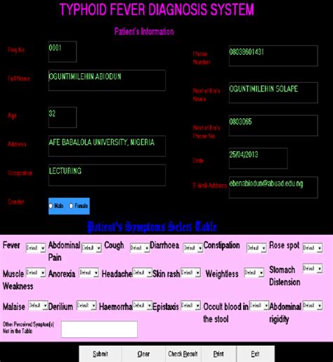 Patients Typhoid Fever Diagnosis Result Interface Download Scientific Diagram