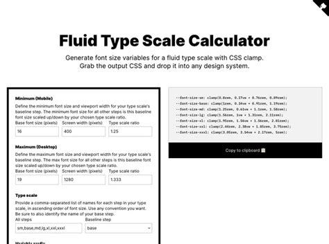 Fluid Type Scale Calculator By Aleksandrhovhannisyan A Svelte Template Built At Lightspeed