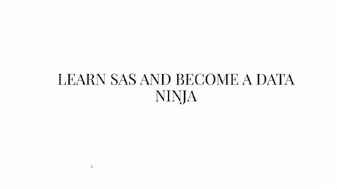 Learn Sas And Become A Data Ninja Udemy Course Youtube