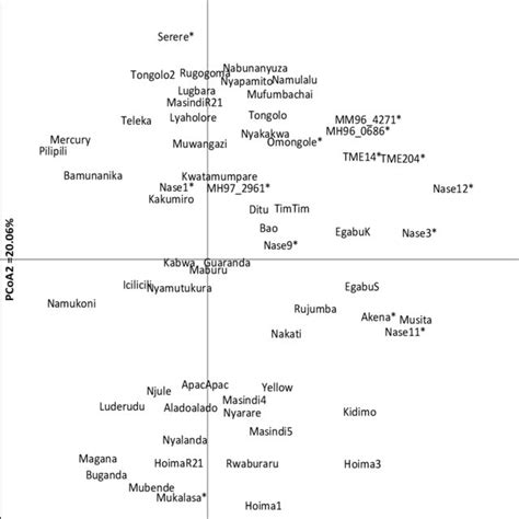 Principle Coordinates Analysis From Dissimilarity Coefficients Of 66