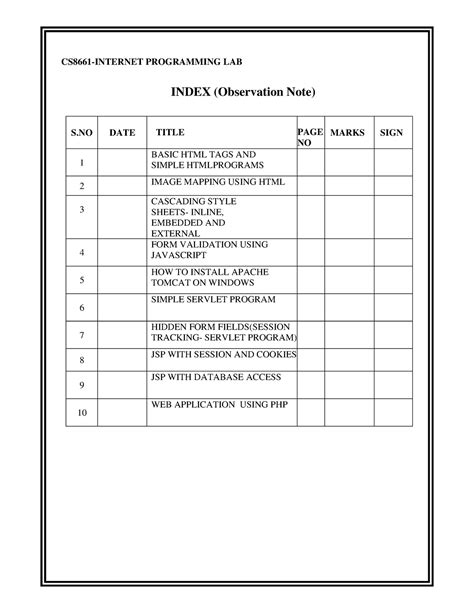 Ip Lab Observation Even Sem 2023 Cs8661 Internet Programming Lab