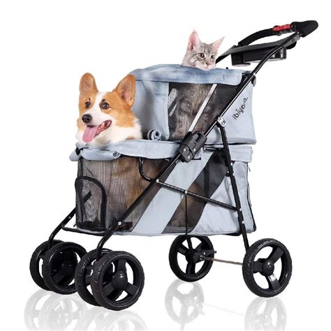 Carriola Carreola Doble Para Perro Gato Transportadora Silve En Mercado Libre