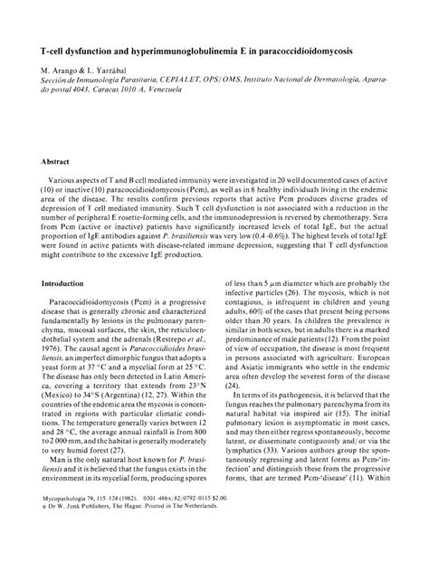 Pdf T Cell Disfunction And Hyperimmunoglobulinemia E In
